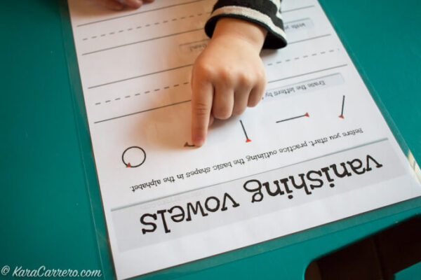 Vanishing Vowels letter formation and writing practice