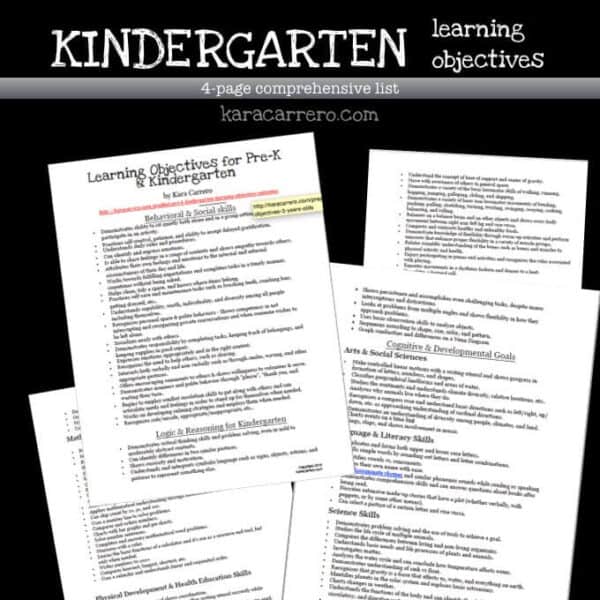 Kindergarten Learning Objectives And Outcomes Free Printable