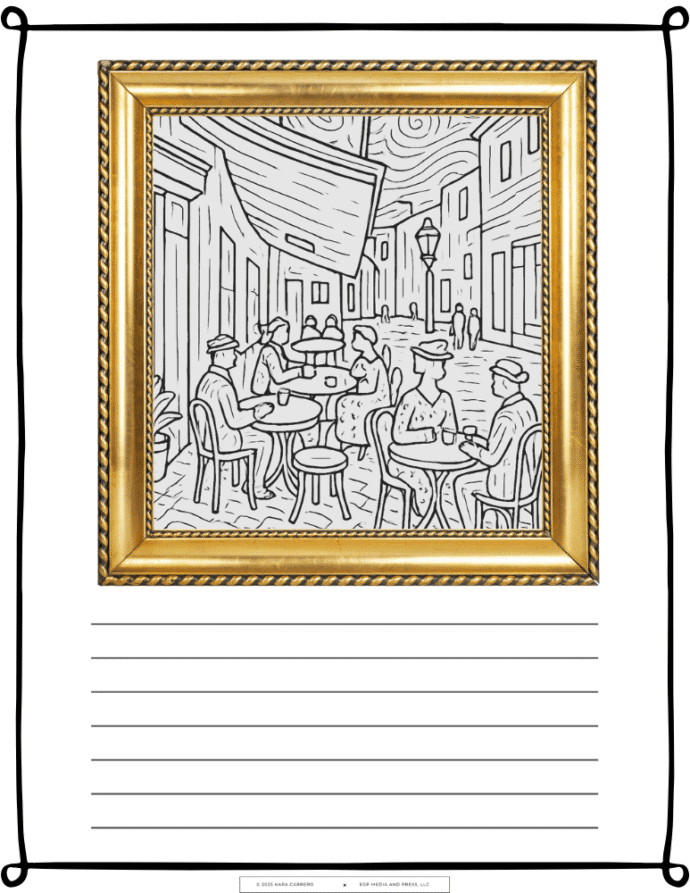 Post-Impressionism Art Copy Work and Coloring Pages for grades k-12