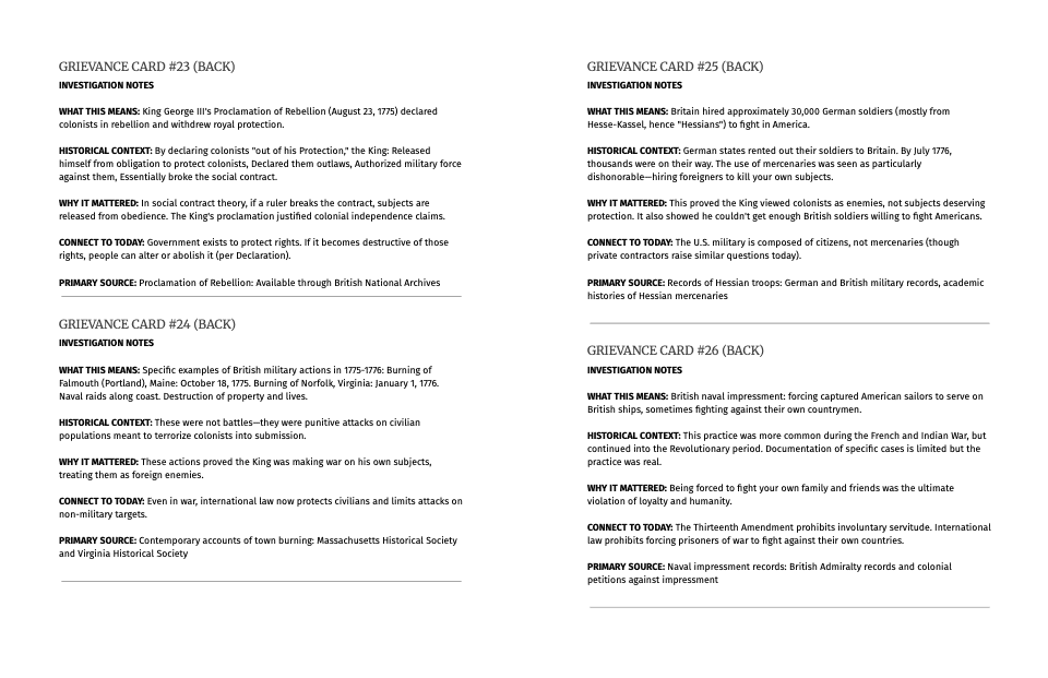 The Grievances Detective Kit: Declaration of Independence 250th ...